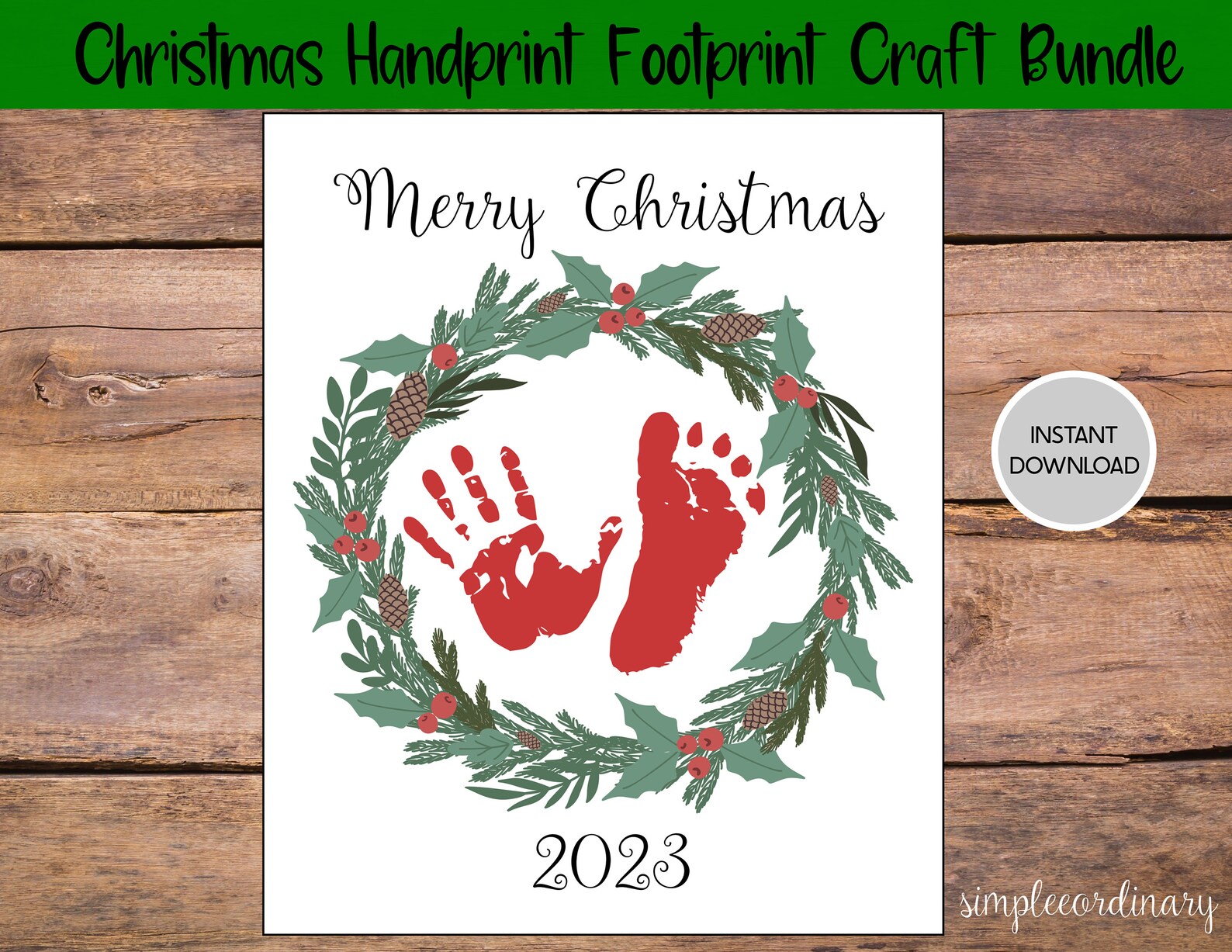 Christmas Handprint Footprint Craft Bundle Printable - Etsy
