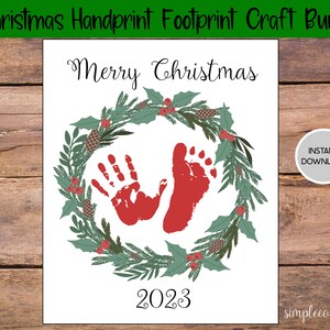 Christmas Handprint Footprint Craft Bundle, Printable Christmas Card ...