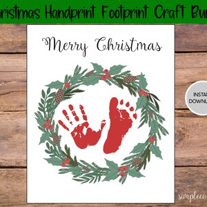 Christmas Handprint Footprint Craft Bundle, Printable Christmas Card ...