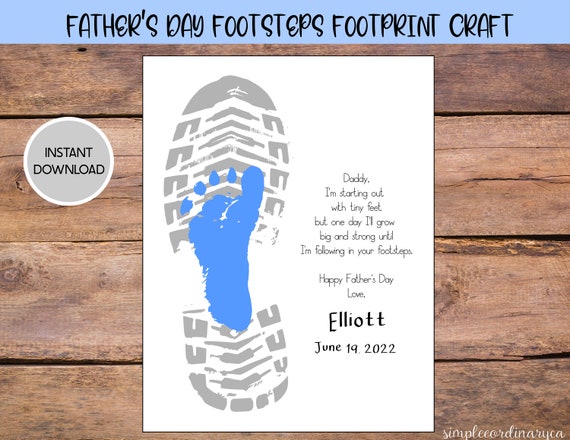 Father's Day Footsteps Footprint Craft Printable - Etsy