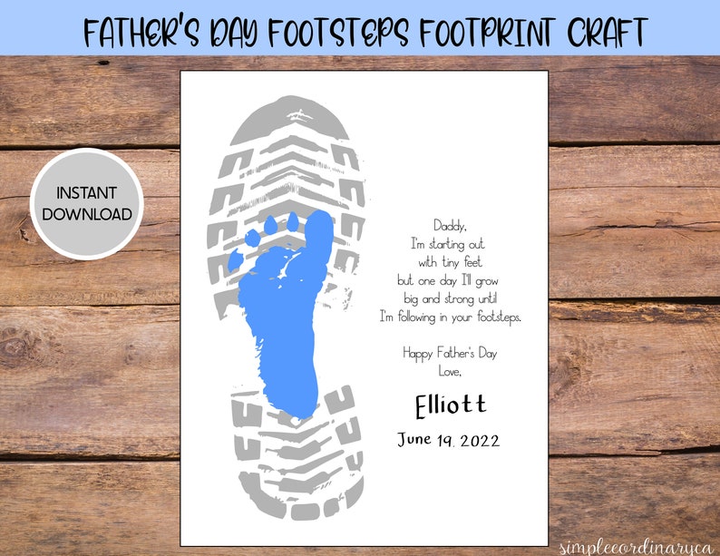 Father's Day Footsteps Footprint Craft Printable - Etsy