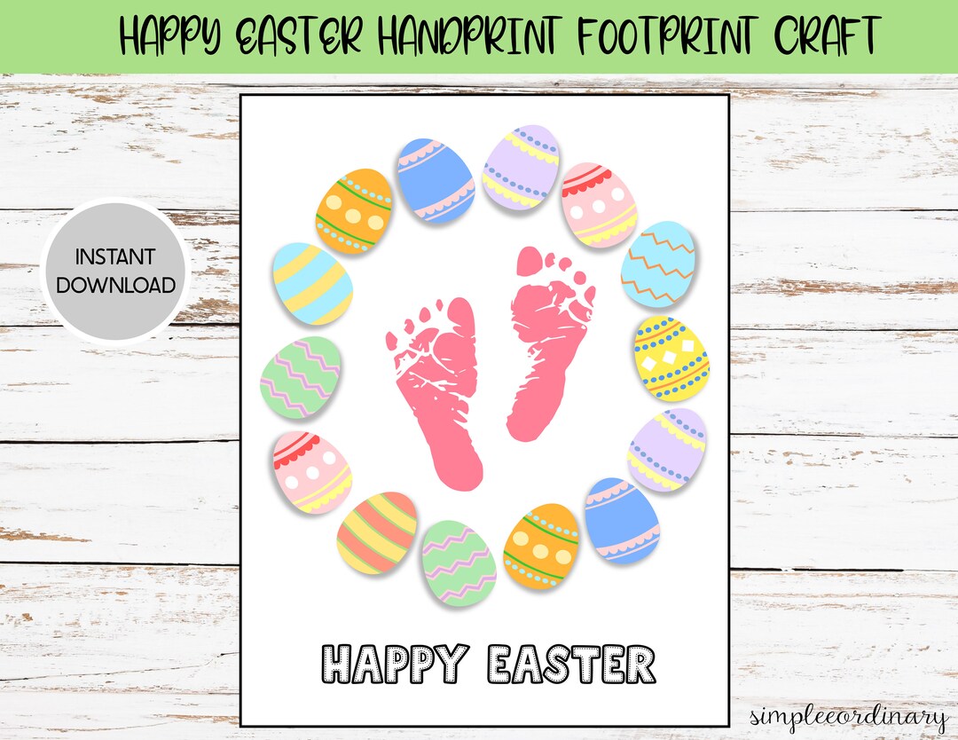 Happy Easter Eggs Handprint Footprint Craft, Printable Handprint Art ...