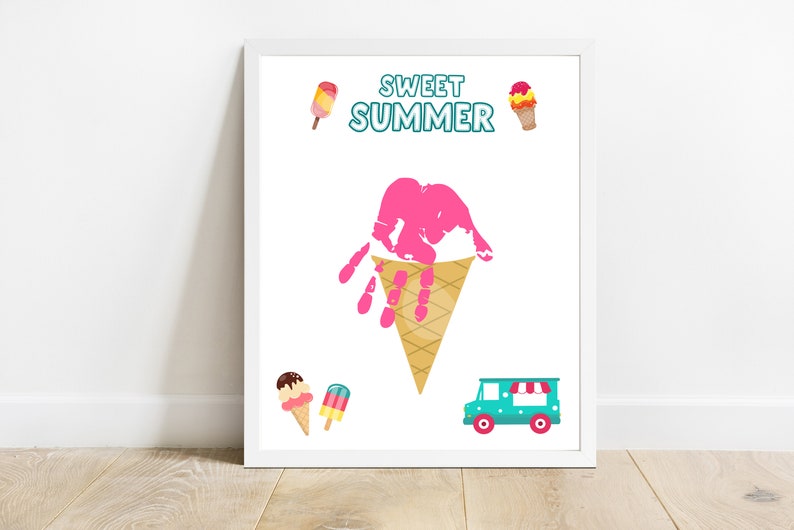 Sweet Summer Ice Cream Handprint Craft Printable Handprint - Etsy