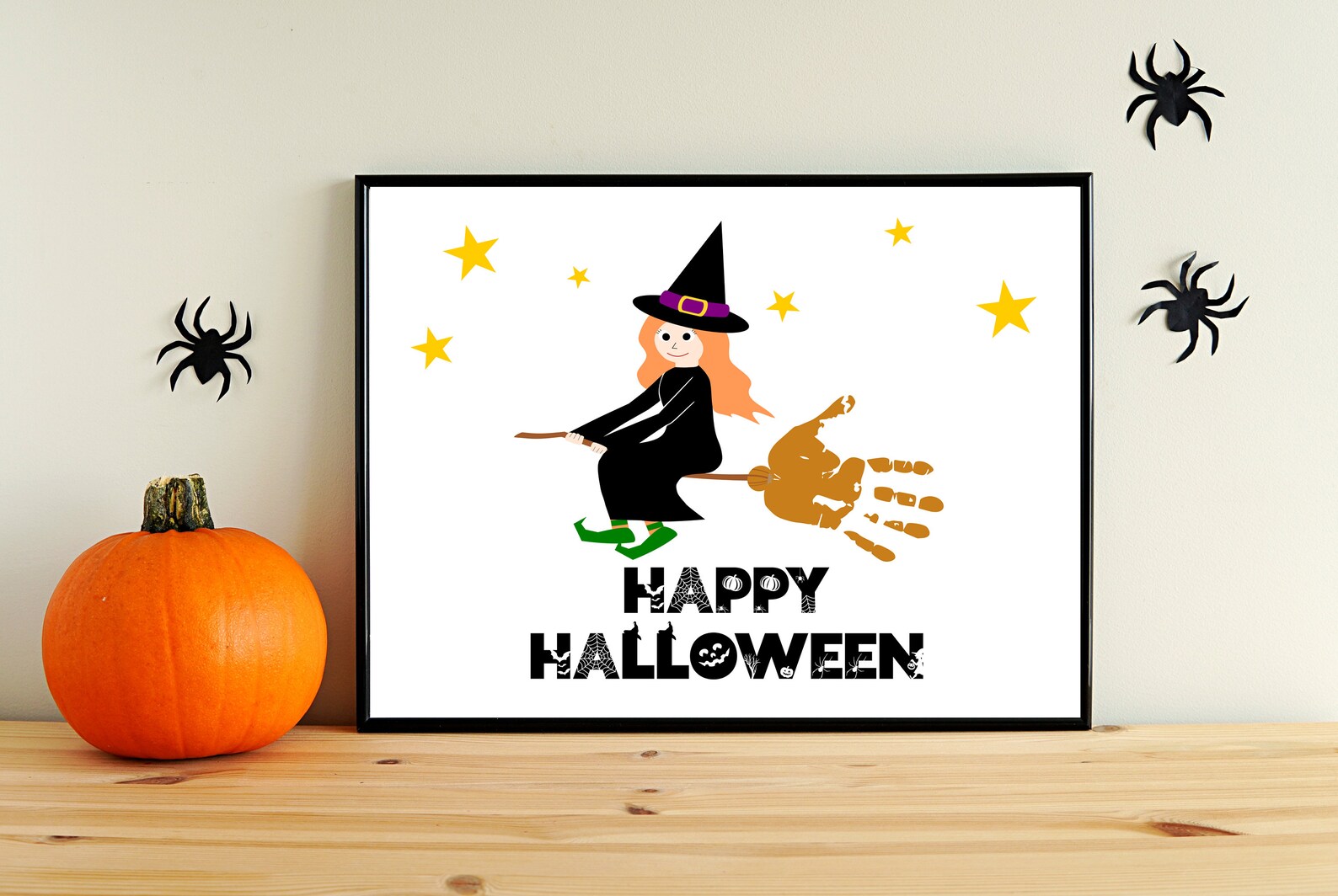 Happy Halloween Witch Handprint Footprint Craft Template | Etsy