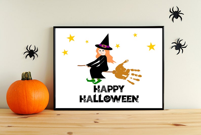 Happy Halloween Witch Handprint Footprint Craft Template - Etsy
