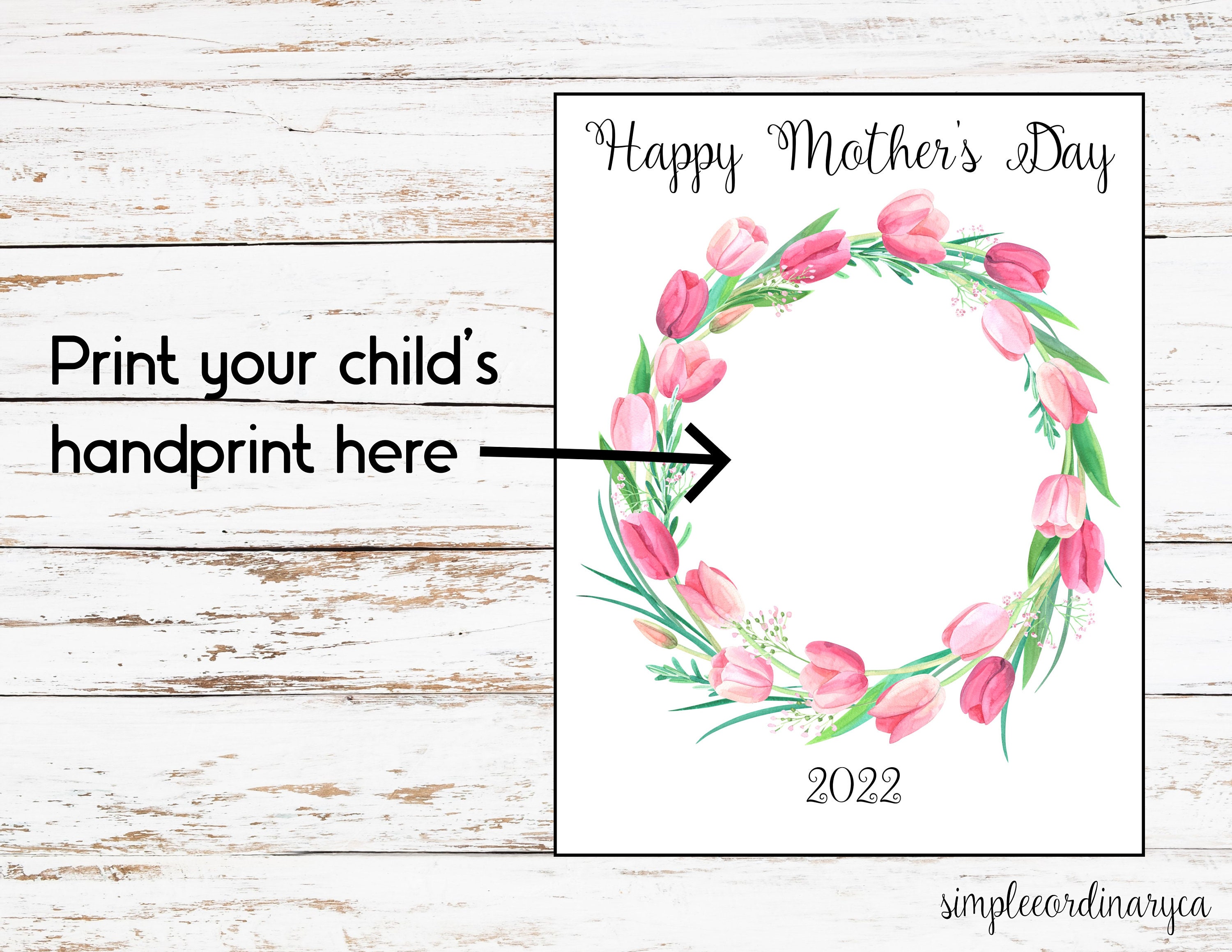 Happy Mother's Day Tulip Wreath Handprint Footprint - Etsy
