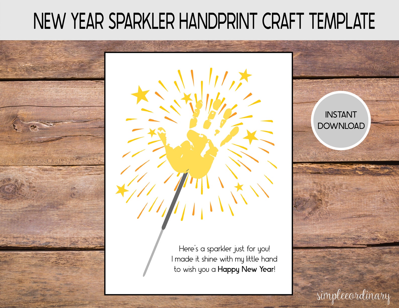 New Year Sparkler Handprint Craft Template, Printable Handprint Art ...