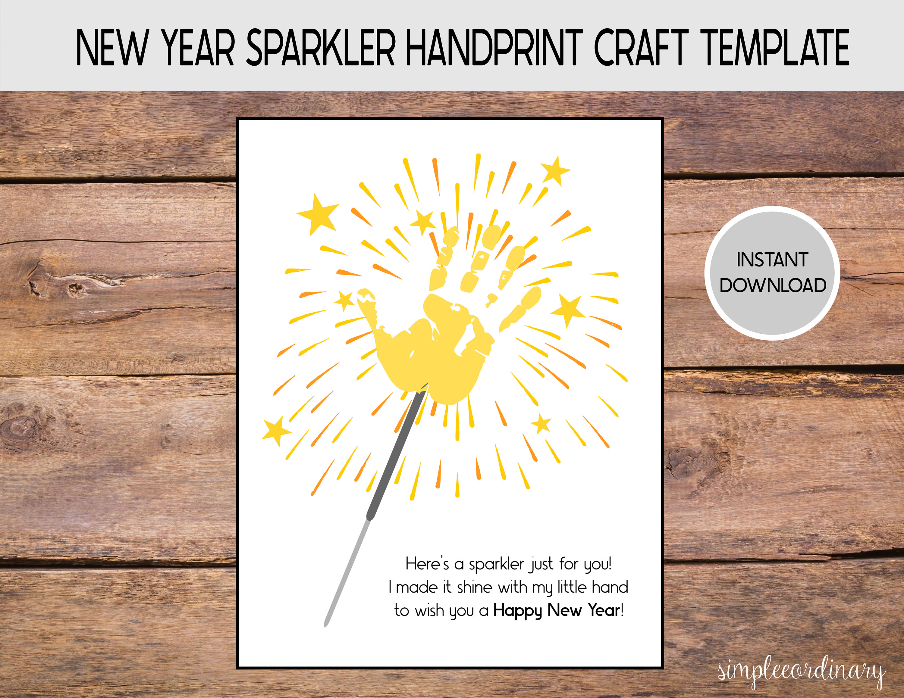 New Year Sparkler Handprint Craft Template, Printable Handprint Art ...