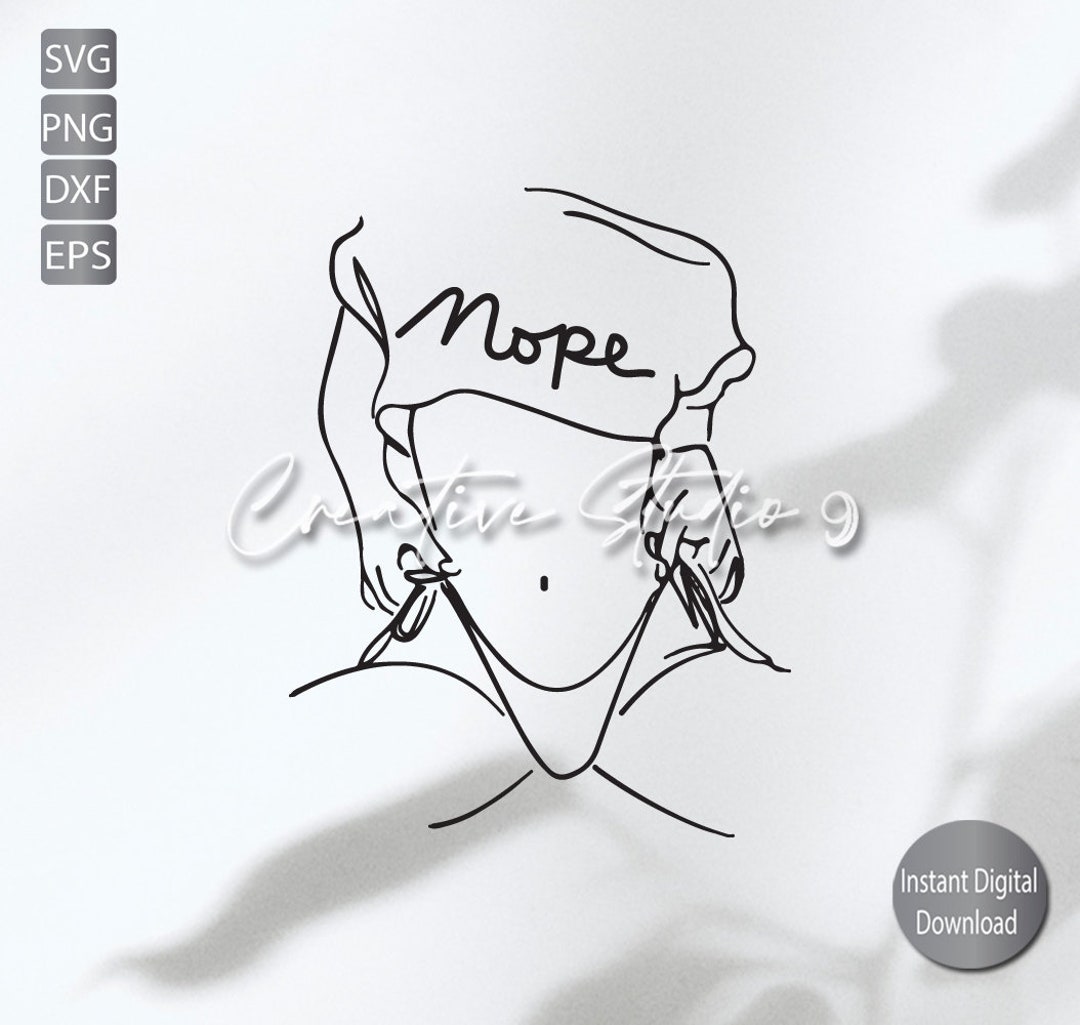 Nope Sexy Woman Svg Line Art Woman Svg Png Eps Dxf Instant Digital