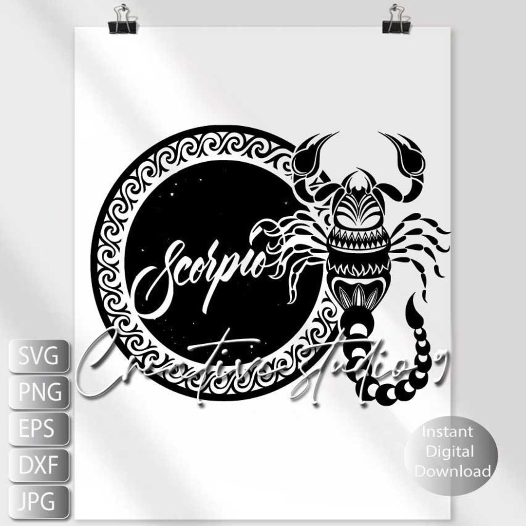 Scorpio Svg, Png, Eps, Dxf, Scorpio Zodiac Svg, Instant Download ...
