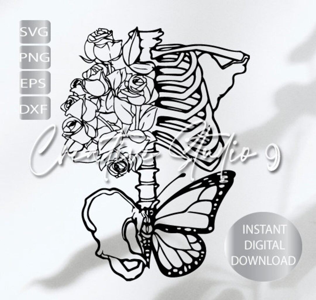 Floral Skeleton Torso, SVG, PNG, EPS, Jpg, Dxf, Skull Art , Halloween ...