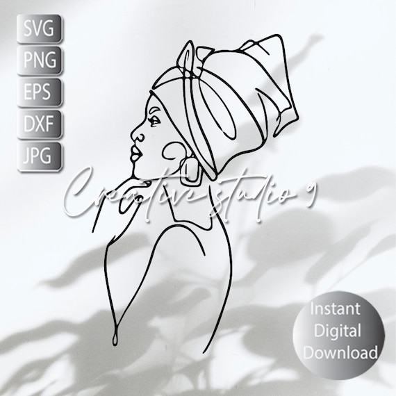 Beautiful Black Woman Line Art Svg Png Eps Dxf Jpg Afro - Etsy