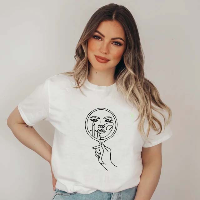 Middle Finger Line Art Woman Holding Mirror SVG PNG EPS - Etsy