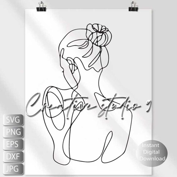 Woman's Back Minimalist Line Art SVG PNG EPS Dxf Jpg | Etsy