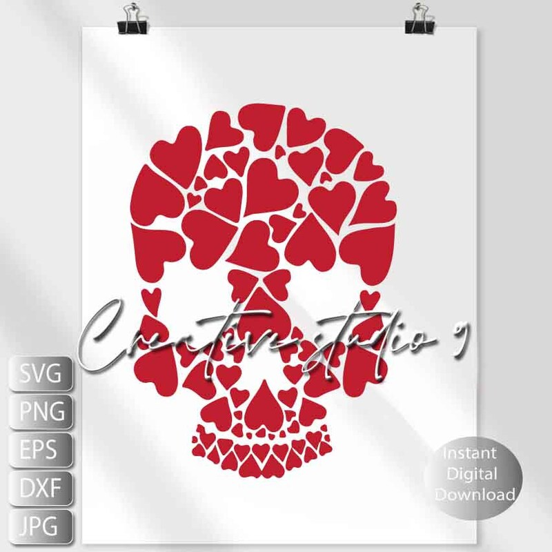Skull Heart Svg - Etsy