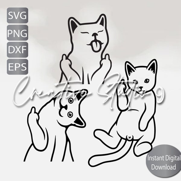 Middle Finger Cat - Etsy