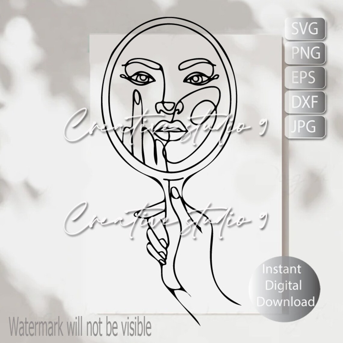 Middle Finger Line Art Woman Holding Mirror SVG PNG EPS - Etsy