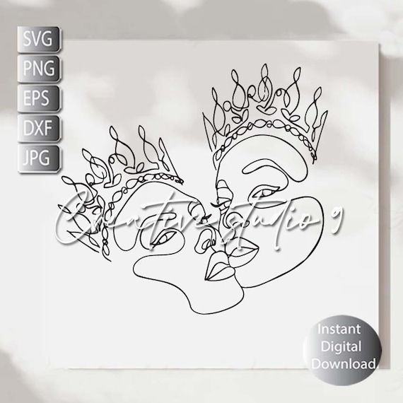 Queen Crown Line Art Svg Png Eps Dxf Jpg Minimalist - Etsy