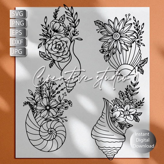 Beach Seashell Summer Spring Line Art Svg Beach Shells Line - Etsy