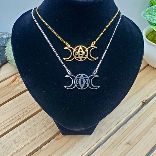 Dainty Triple Moon Necklace Silver Moon Phase Necklace - Etsy