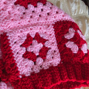 Handmade Crocheted Pink and Red Heart Themed Cardigan - Etsy