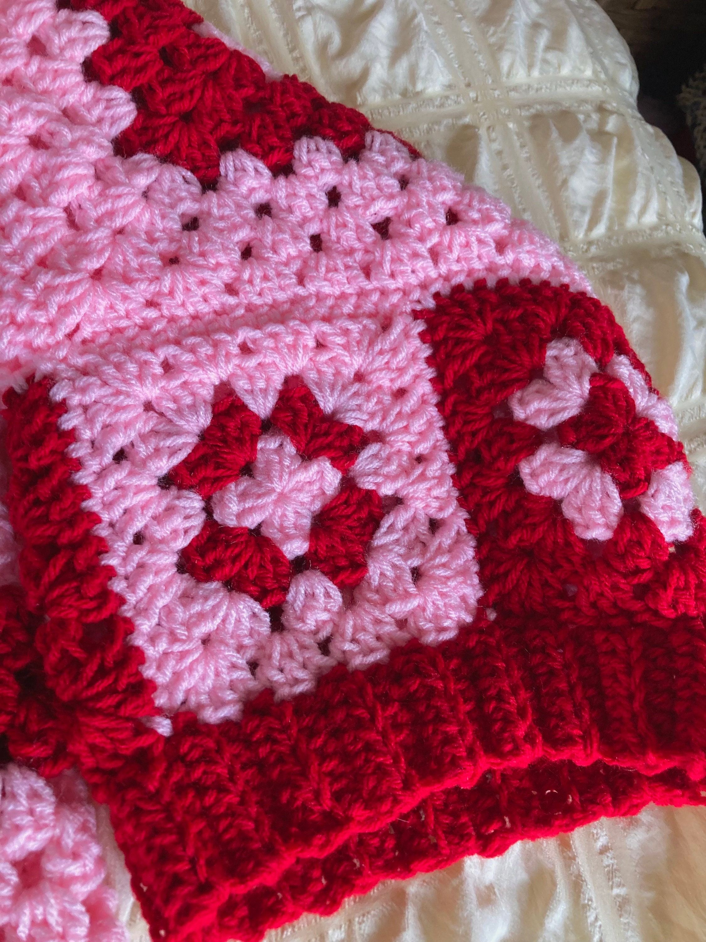 Handmade Crocheted Pink and Red Heart Themed Cardigan - Etsy