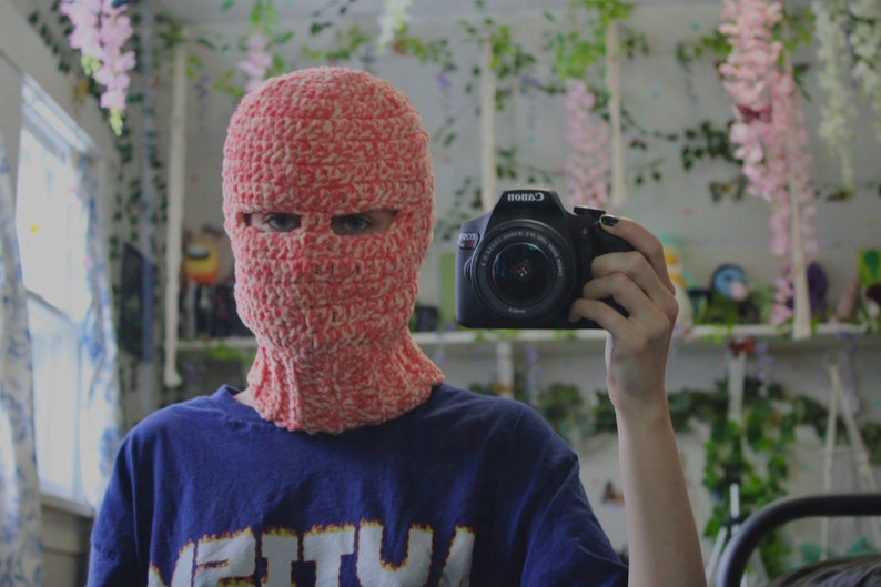 Crocheted Pink Ski Mask - Etsy