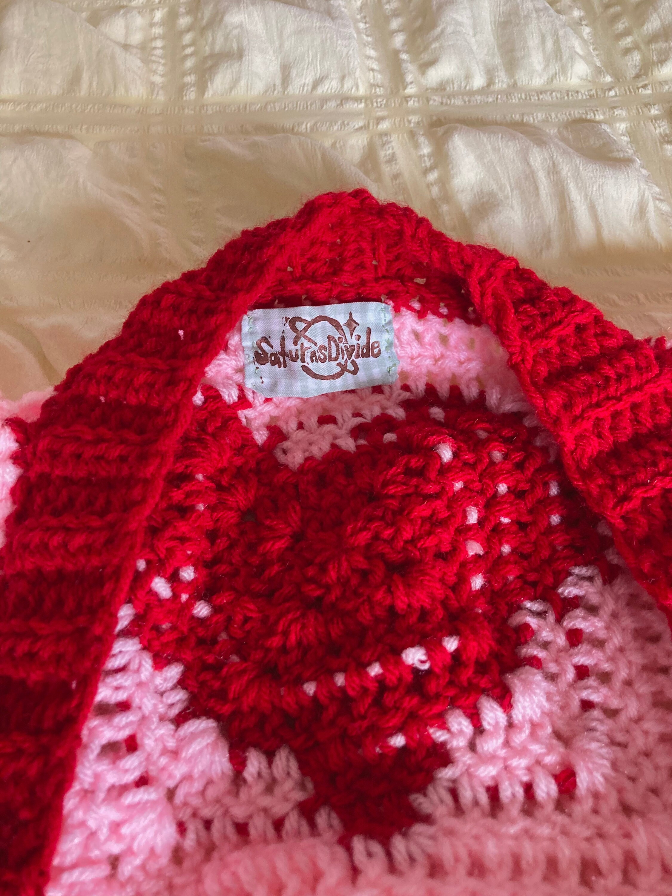 Handmade Crocheted Pink and Red Heart Themed Cardigan - Etsy