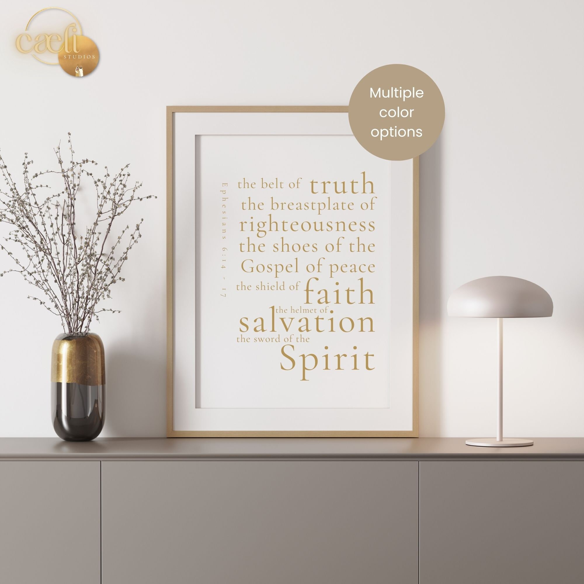 Armor of God Scriptural Protection Prayer Card Christian Wall Art Bible ...