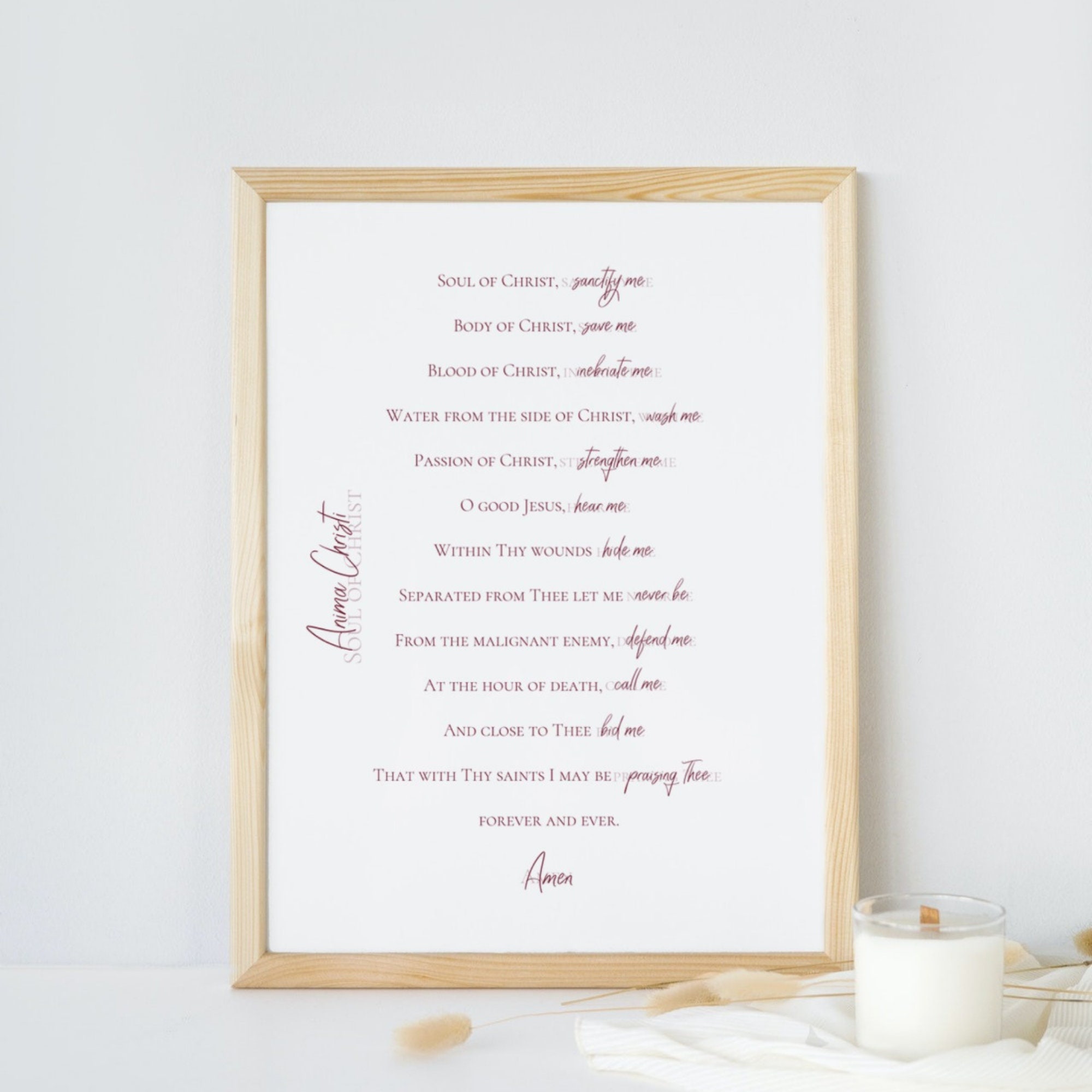 Anima Christi Prayer Card Catholic Wall Art Soul of Christ Christian ...