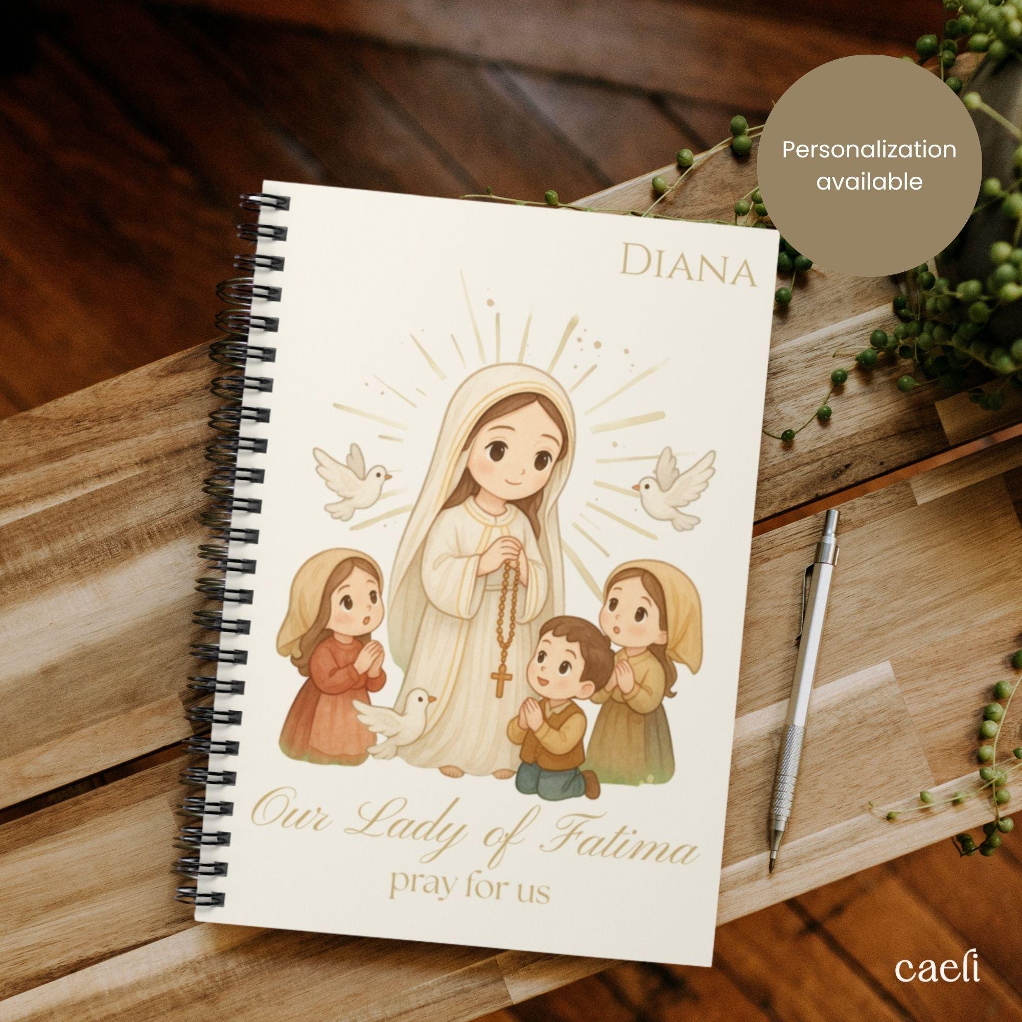 Our Lady of Fatima Spiral Notebook Personalized Saint Cartoon Notebook ...