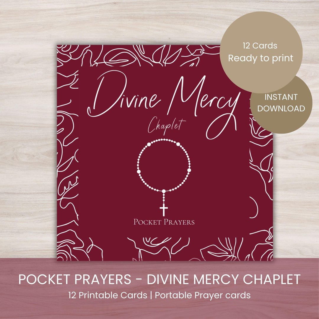 Divine Mercy Printable Prayer Cards Pocket Prayers Catholic Prayer Set ...