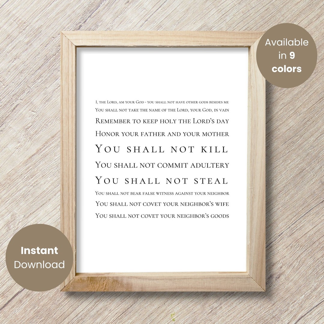 Ten Commandments Scripture Quote Catholic Wall Art Christian Scripture ...