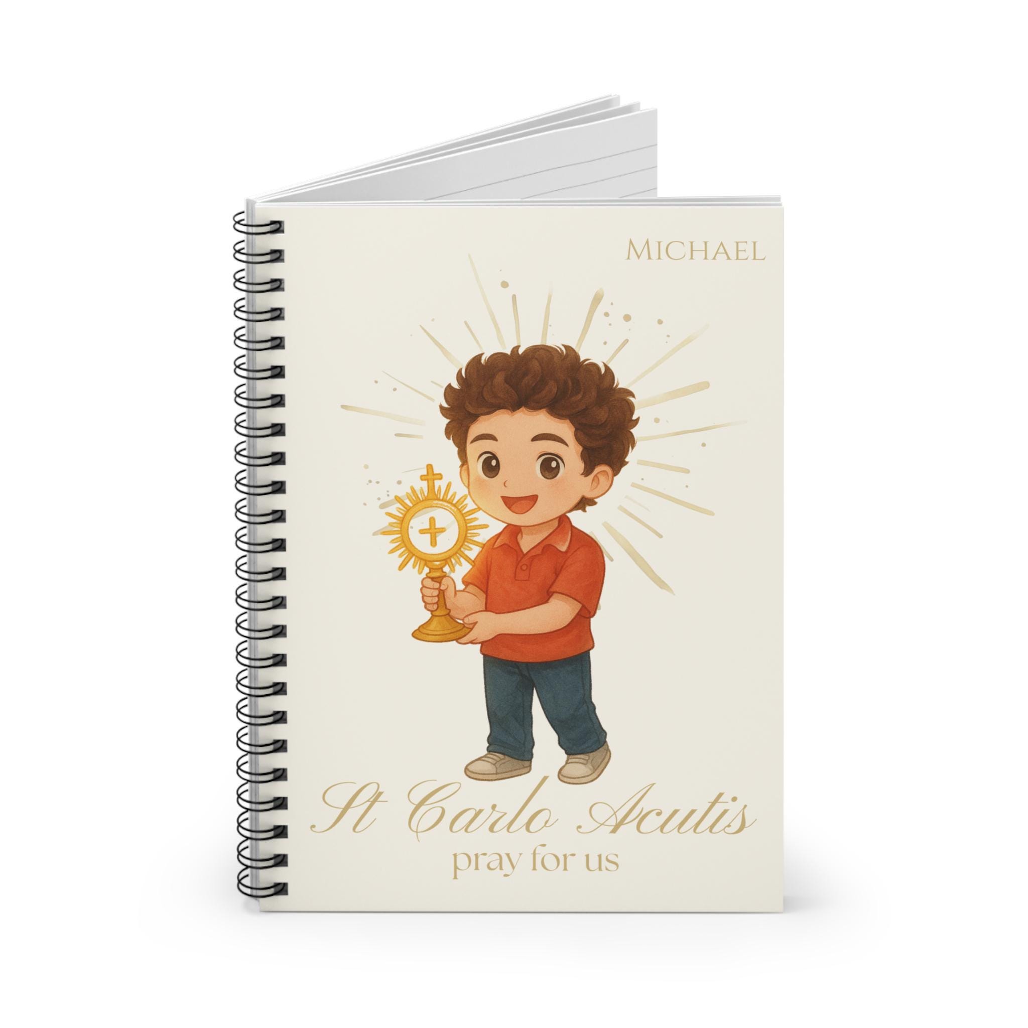 St Carlo Acutis Spiral Notebook Personalized Saint Cartoon Notebook ...