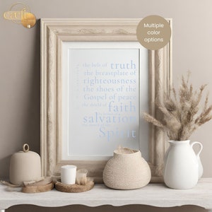 Armor of God Scriptural Protection Prayer Card Christian Wall Art Bible ...