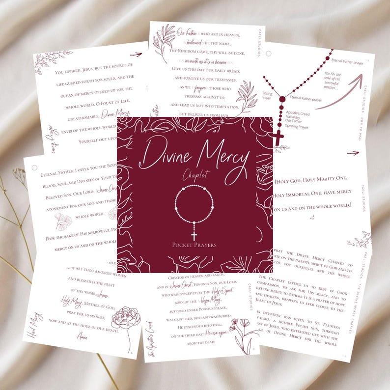 Divine Mercy Printable Prayer Cards Pocket Prayers Catholic Prayer Set ...