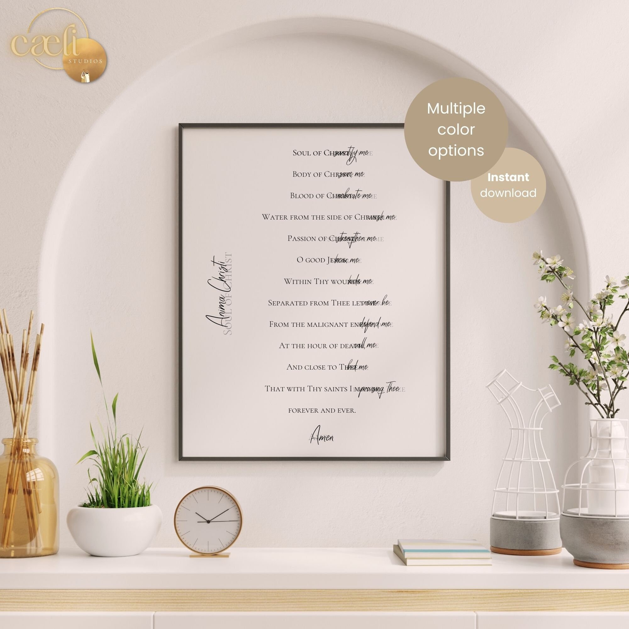 Anima Christi Prayer Card Catholic Wall Art Soul of Christ Christian ...