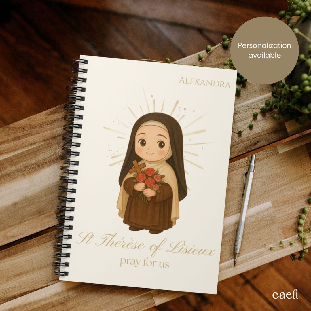 St Therese of Lisieux Spiral Notebook Personalized Saint Cartoon ...