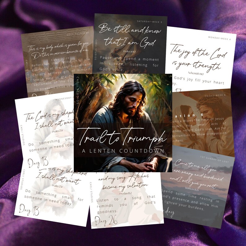 Christian Lent Countdown Printable Cards 48-day Faith-filled Lent ...