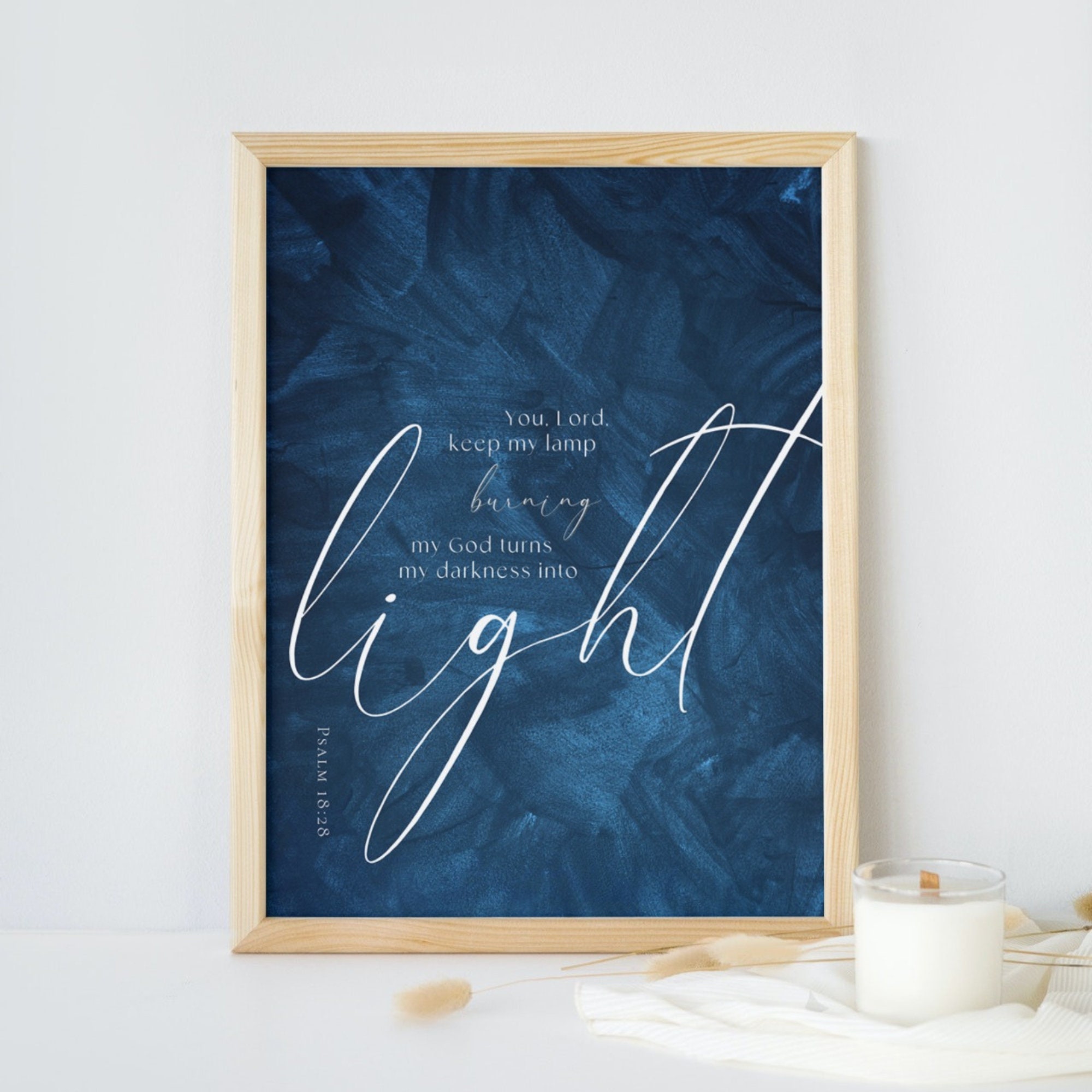 Christian Scripture Verse Psalms 18:28 Wall Art Darkness Into Light ...