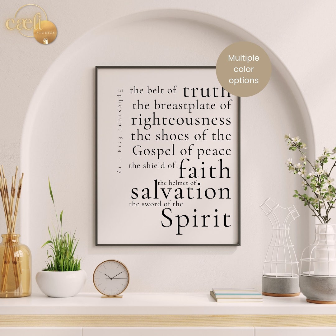 Armor of God Scriptural Protection Prayer Card Christian Wall Art Bible ...