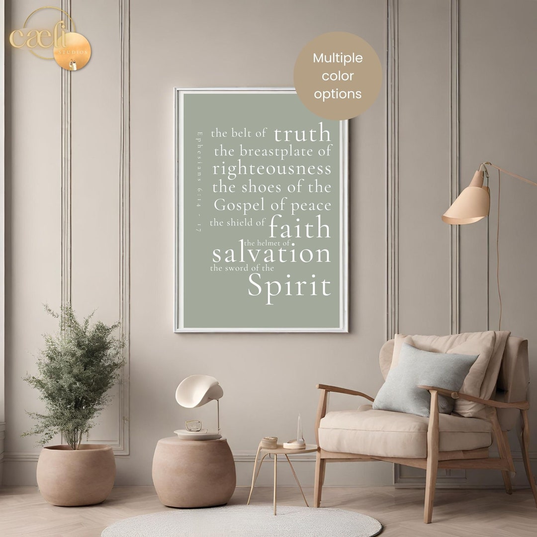 Armor of God Christian Wall Art Protection Prayer Scripture Quote Wall ...