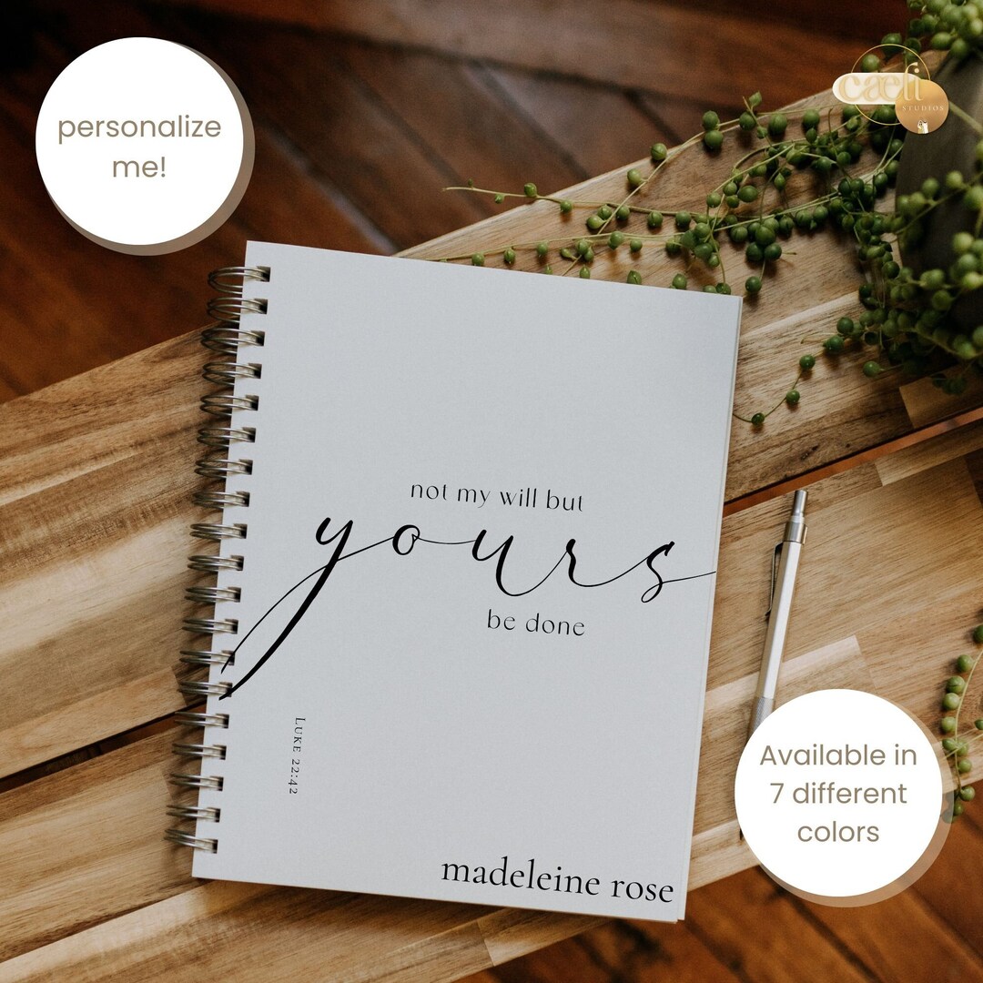Personalized Christian Notebook Spiral Luke 22:42 Not My Will but Yours ...