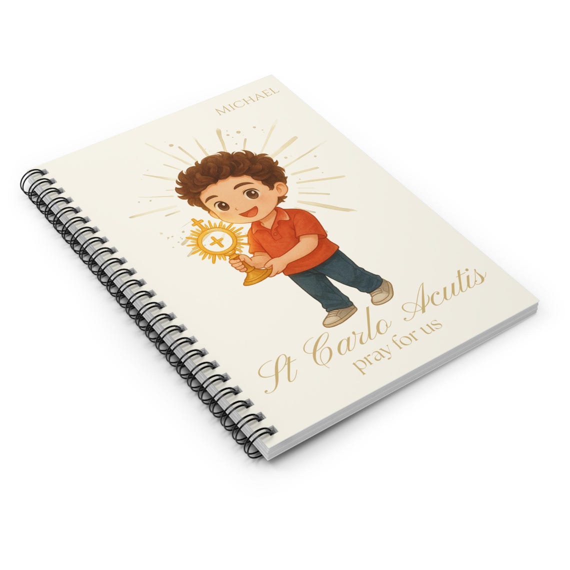 St Carlo Acutis Spiral Notebook Personalized Saint Cartoon Notebook ...
