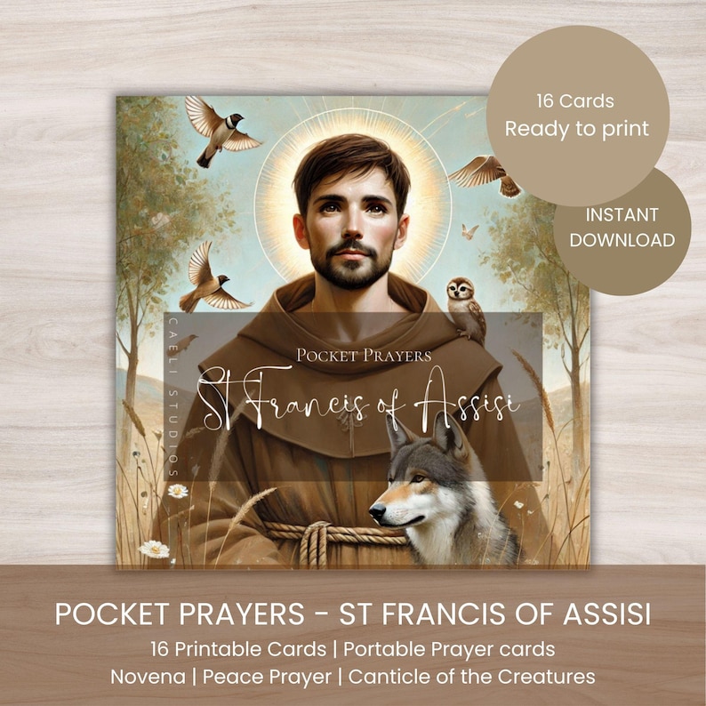 St. Francis of Assisi Printable Prayer Cards Digital Pocket Prayers ...