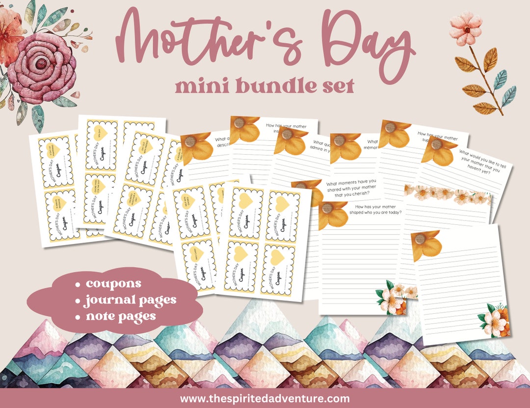 Mother's Day Mini Bundle Printable Memories Coupons, Memory Journal ...