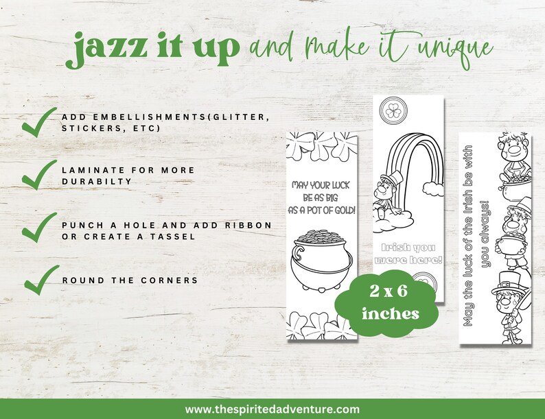 St. Patrick's Day Printable Coloring Bookmarks Set of 6 - Etsy