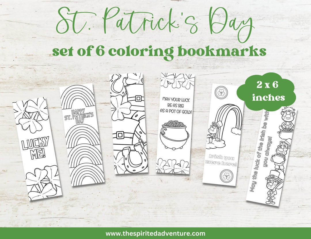 St. Patrick's Day Printable Coloring Bookmarks | Set of 6 | Classroom ...