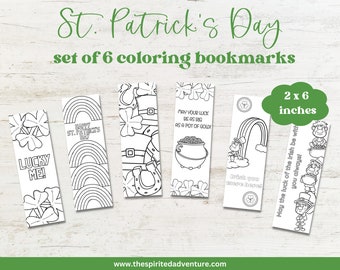 4 Printable St.patrick's Day Coloring Bookmarks - Etsy