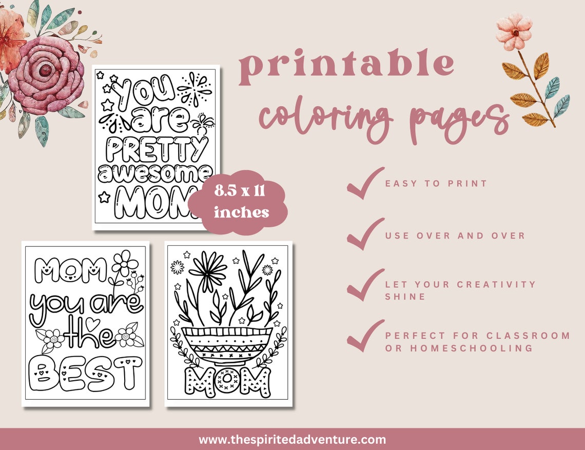 Mother's Day Coloring Pages Holiday Mother's Day Activity Gift for Her ...